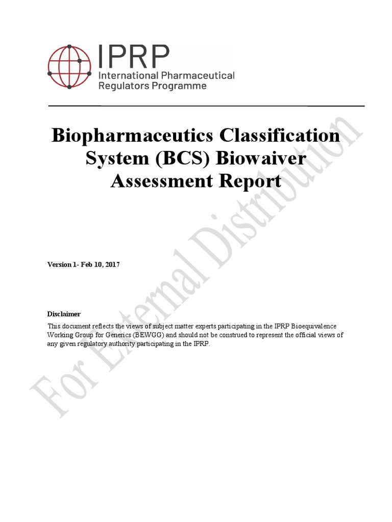 BCS Biowaiver Assessment Report 2017 | PDF | Ph | Solubility