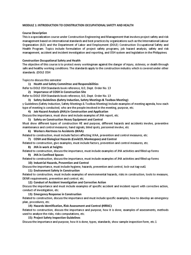 Cem Cosh Module 1 To 6 | PDF | Occupational Safety And Health ...