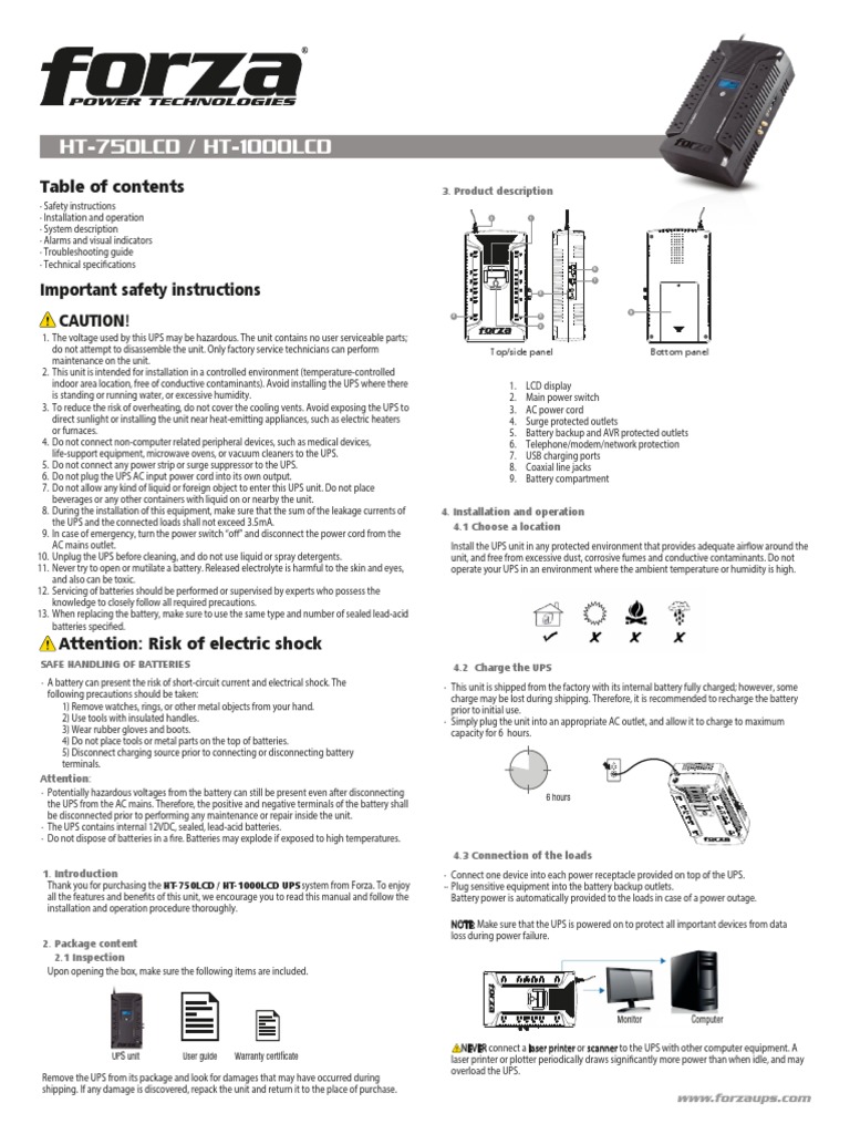 Forza HT-750LCD/HT-1000LCD Manual | PDF | Ac Power Plugs And Sockets ...