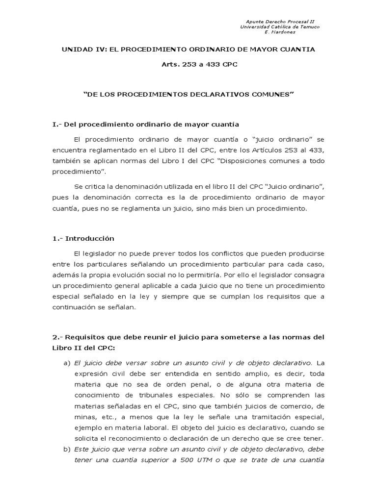 Procedimiento Ordinario de Mayor Cuantía | PDF | Demanda judicial | Ley ...
