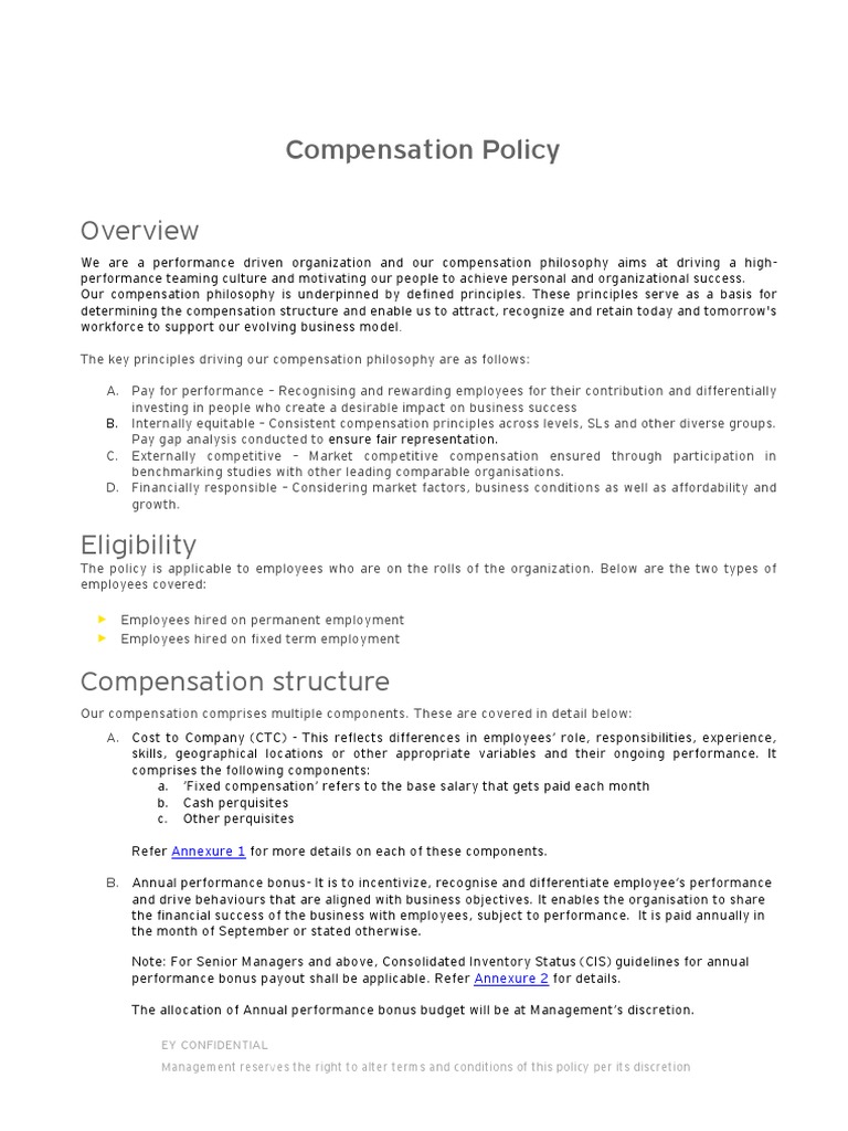 Compensation Policy | Download Free PDF | Compensation And Benefits ...
