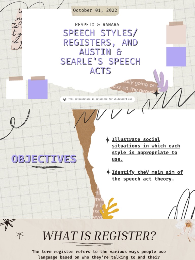 Speech Registers or Styles | PDF | Grammar | Cognitive Psychology