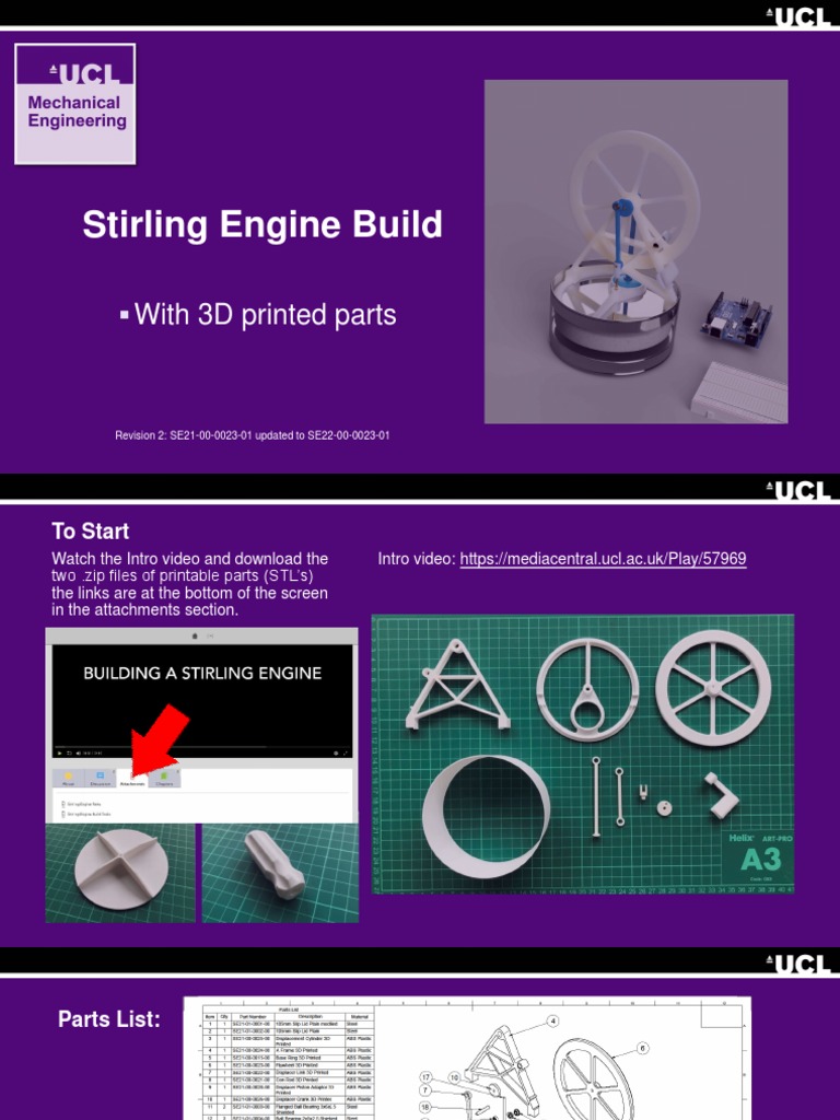 UCL Stirling Engine Guide | PDF | Piston | Bearing (Mechanical)