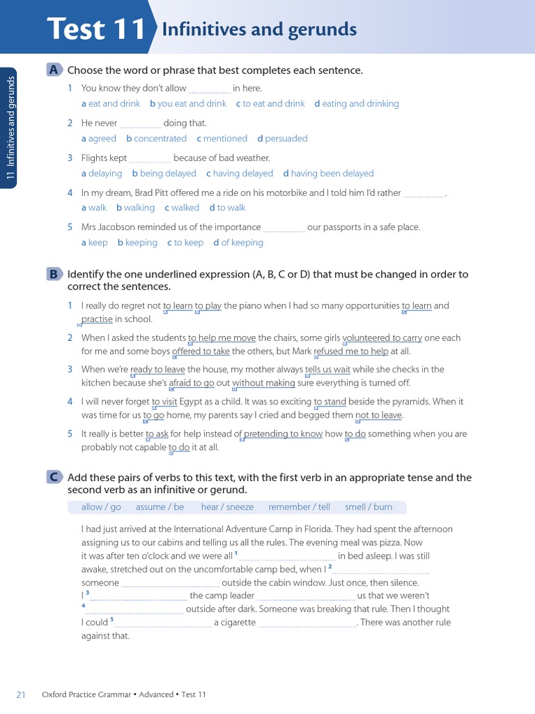 Oxford Practice Grammar Advanced TESTS 23 24 | PDF | Linguistics | Grammar