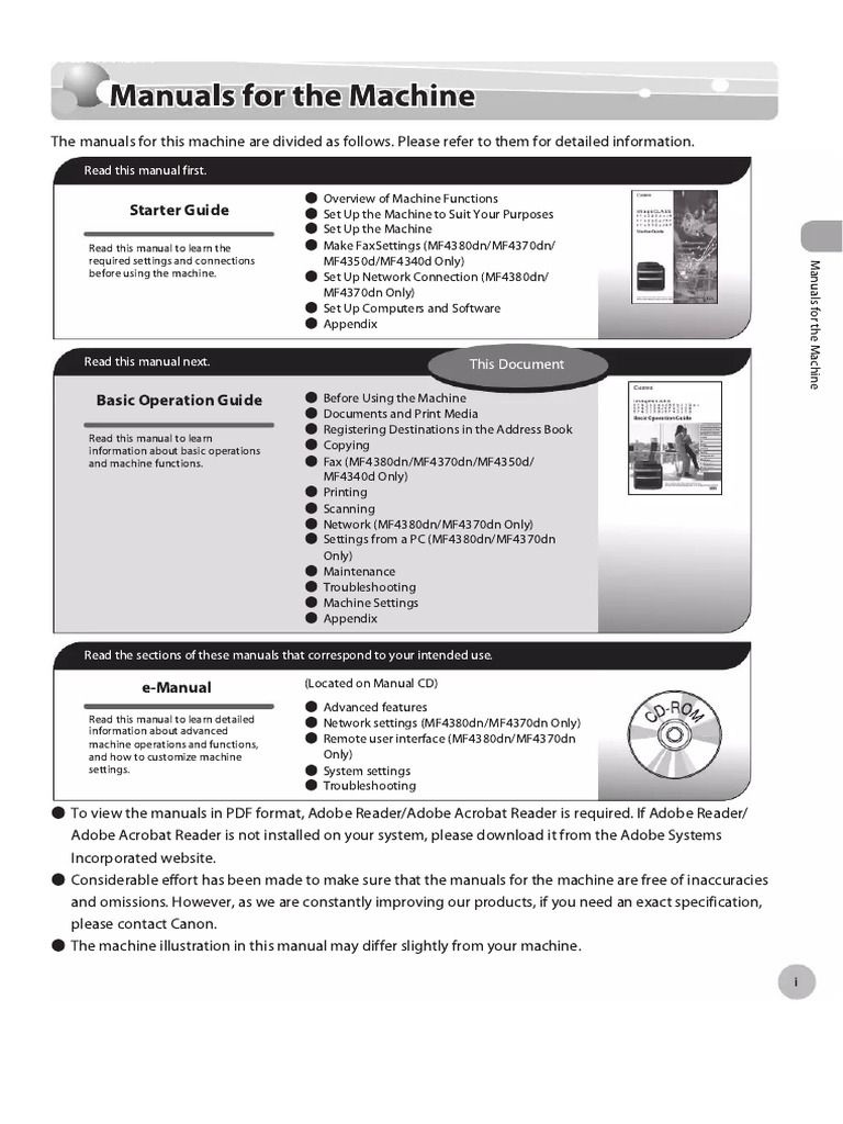 Manuals For The Machine - Canon Imageclass MF4350d Manual | PDF