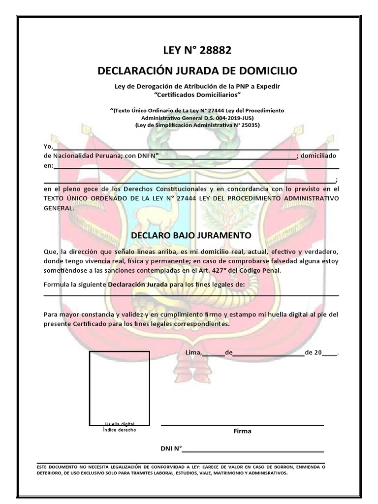 Declaracion Jurada de Domicilio Actualizado | PDF