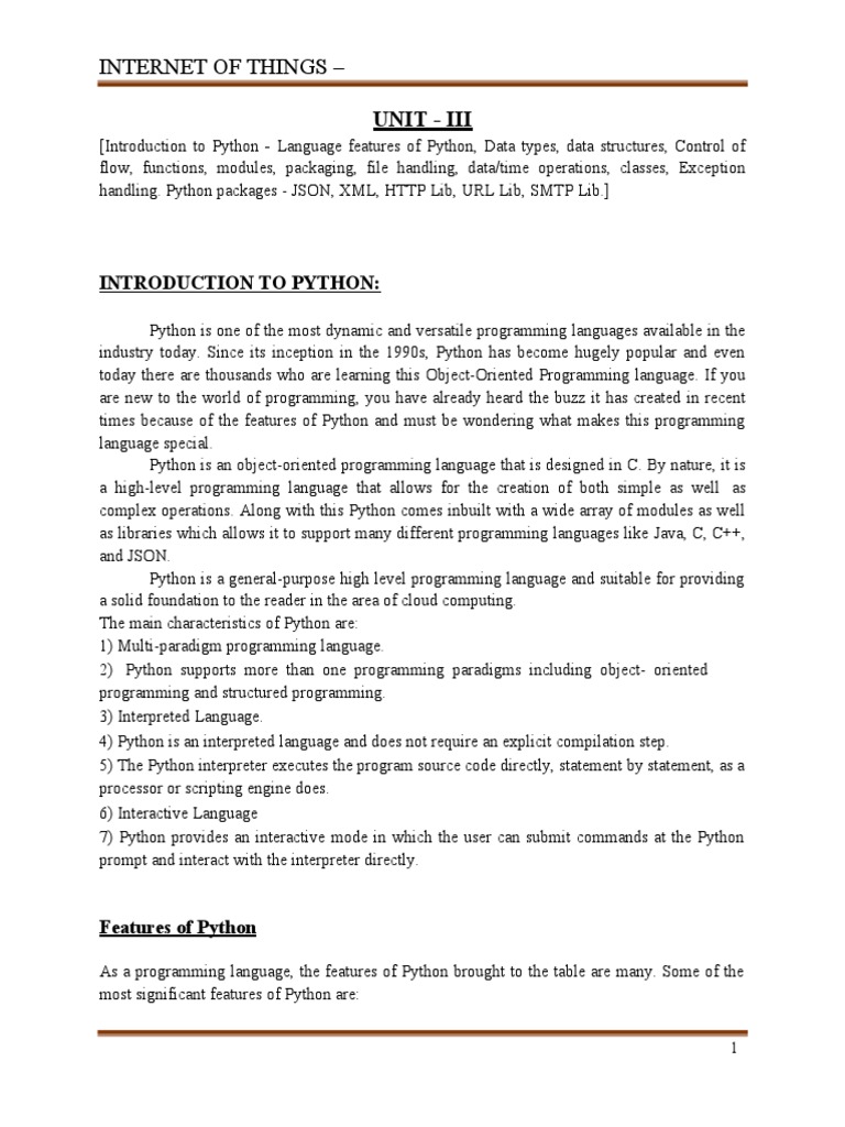 Internet of Things UNIT-III | PDF | Control Flow | Parameter (Computer ...