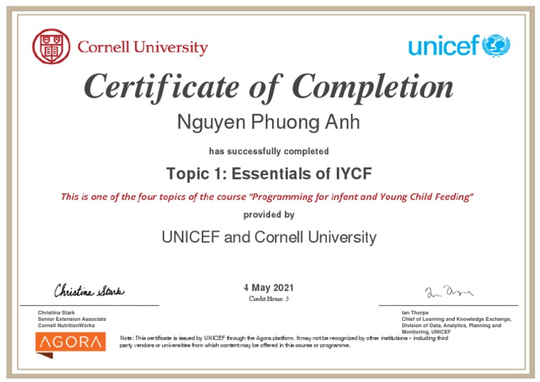 IYCF - Certificate Essentials of IYCF | PDF