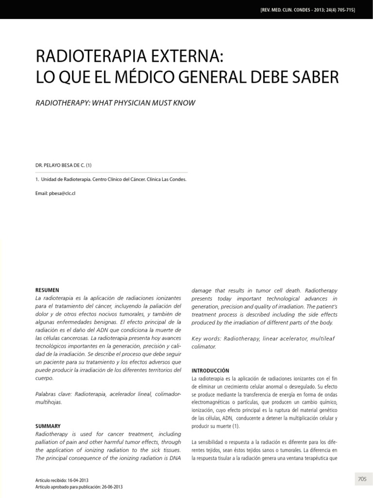 Radioterapia Externa: Lo Que El Médico General Debe Saber: Radiotherapy: What Physician Must ...