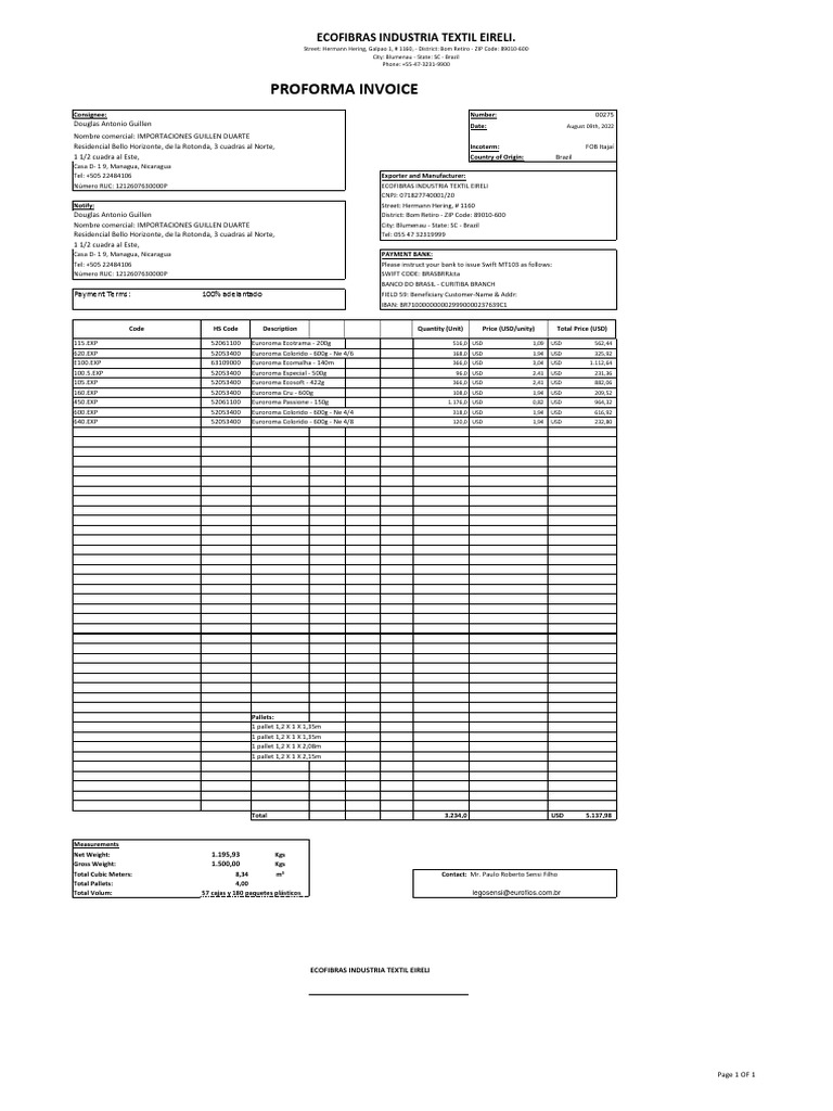 Proforma Invoice 275 | PDF | Banking