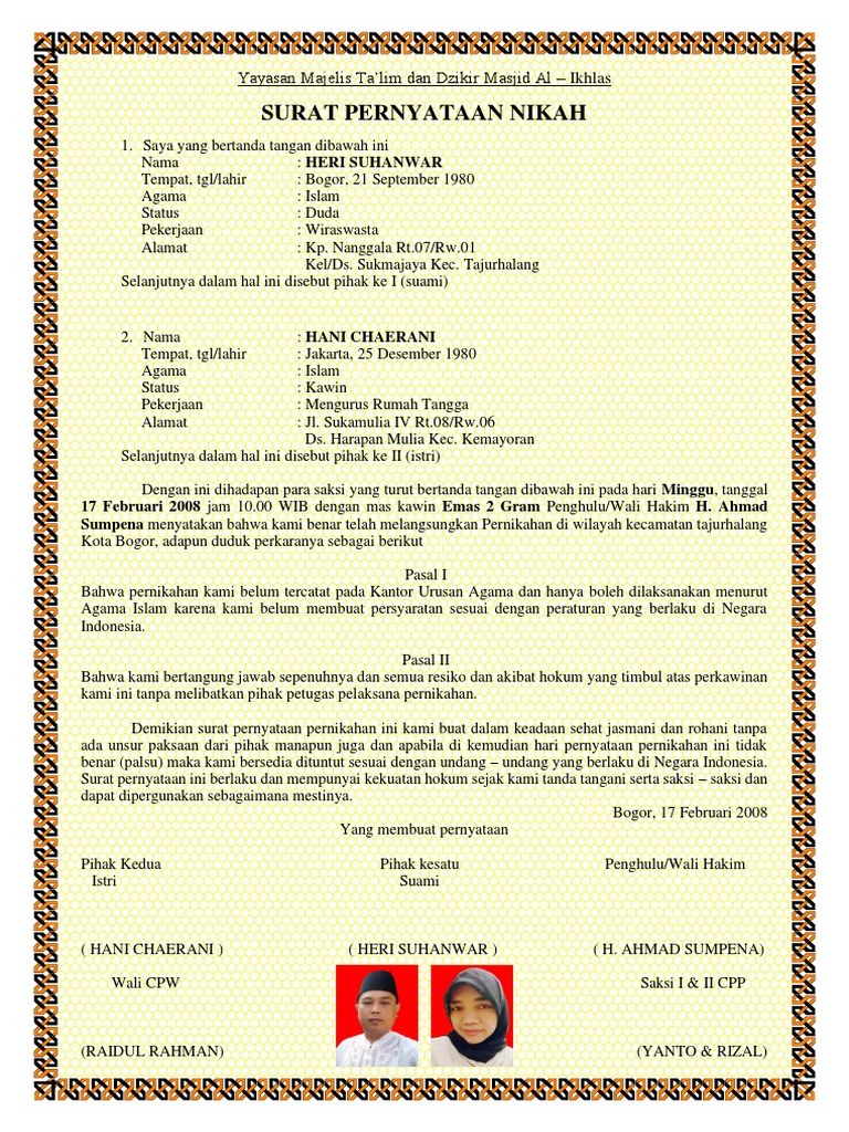 Surat Pernikahan Siri | PDF