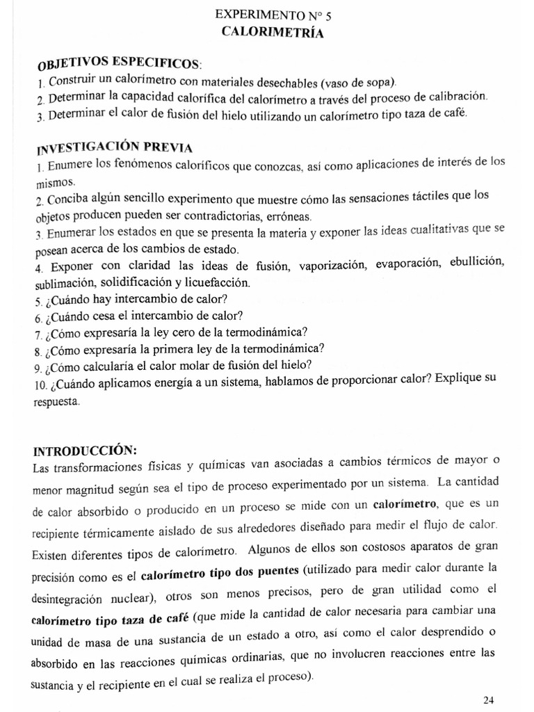 Calorimetría - INF 05 | PDF
