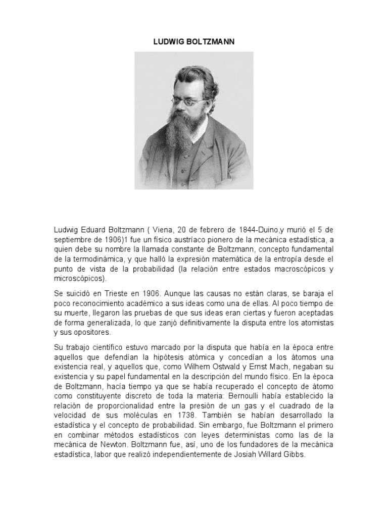 Ludwig Boltzmann | PDF | Física | Cantidades fisicas