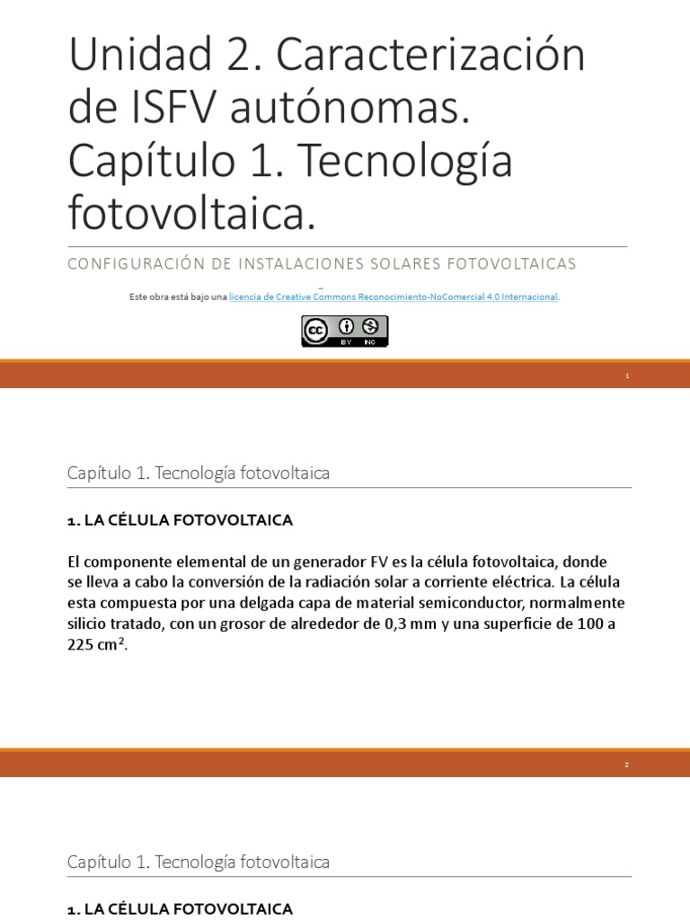 UT 2 Capitulo 1 Tecnologia FV | PDF | Célula solar | Fotovoltaica
