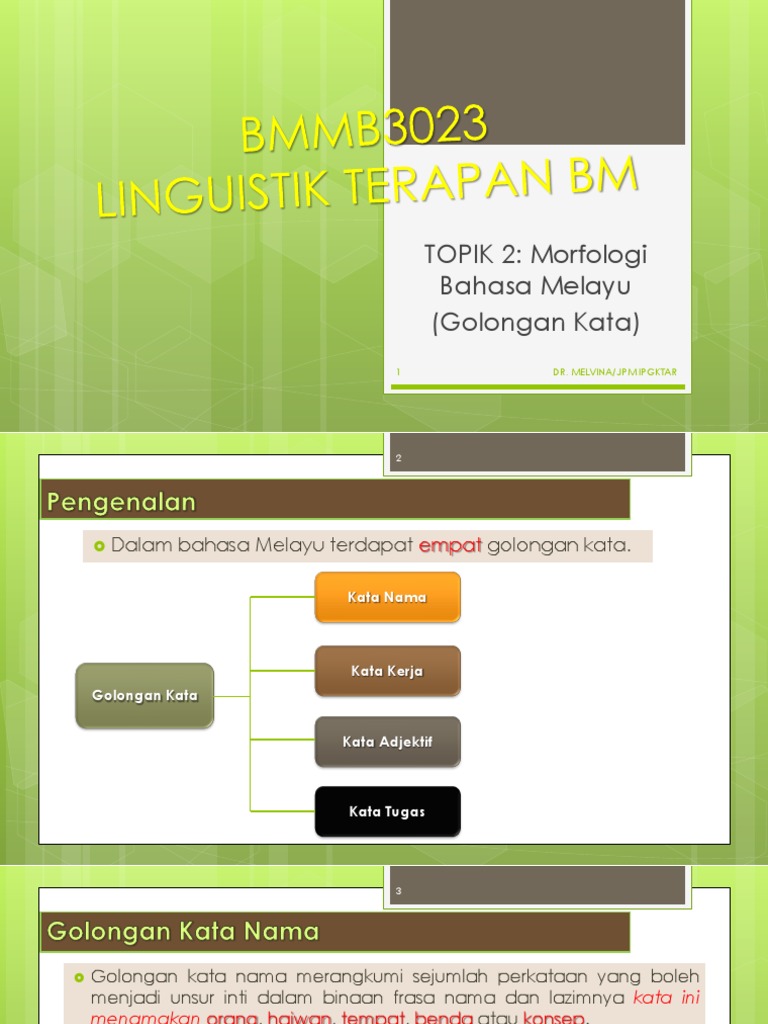 Topik 2 Morfologi Bahasa Melayu Golongan Kata | PDF