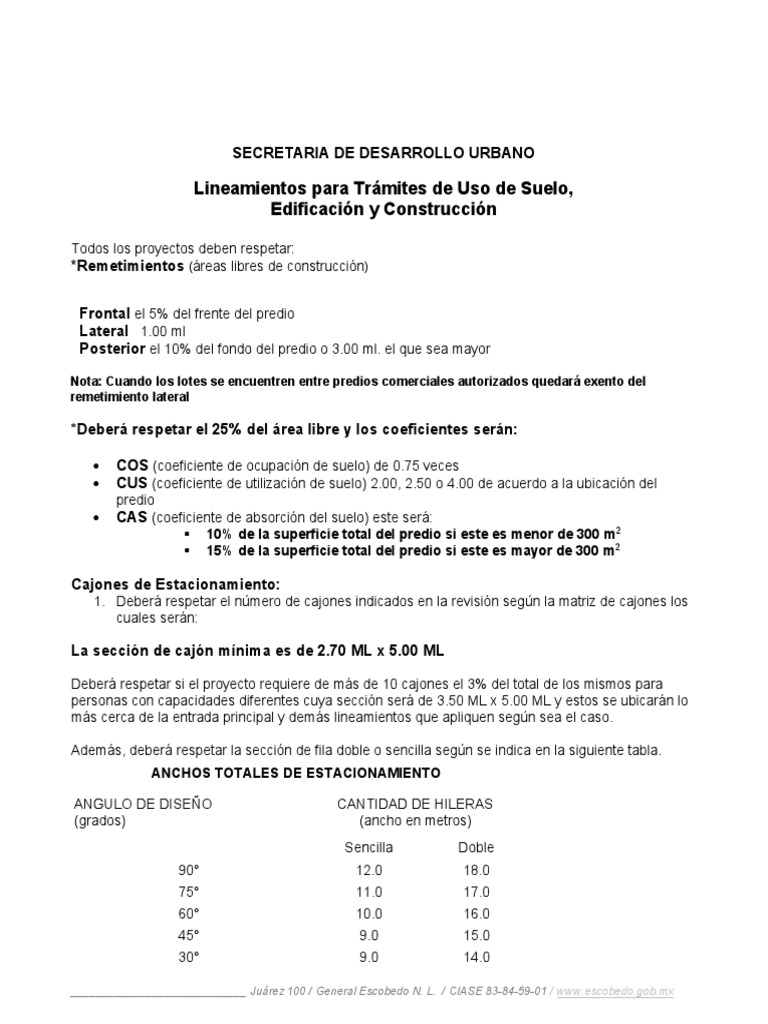 Lineamientos de Construcción Escobedo N.L | PDF