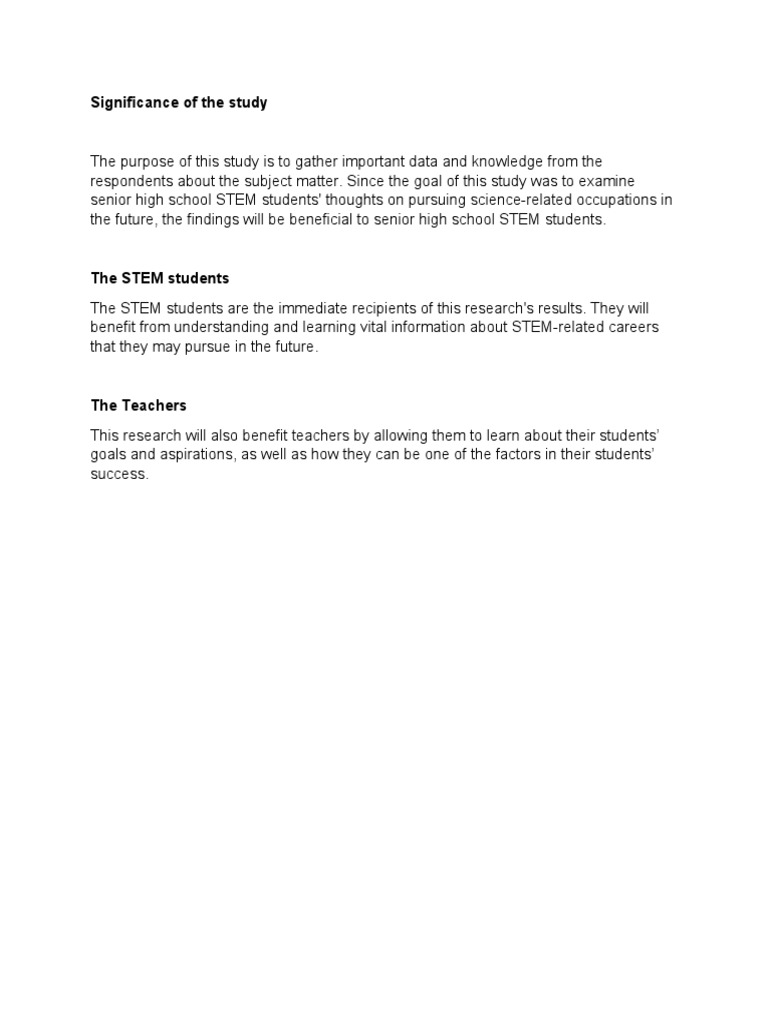 Significance of The Study | PDF