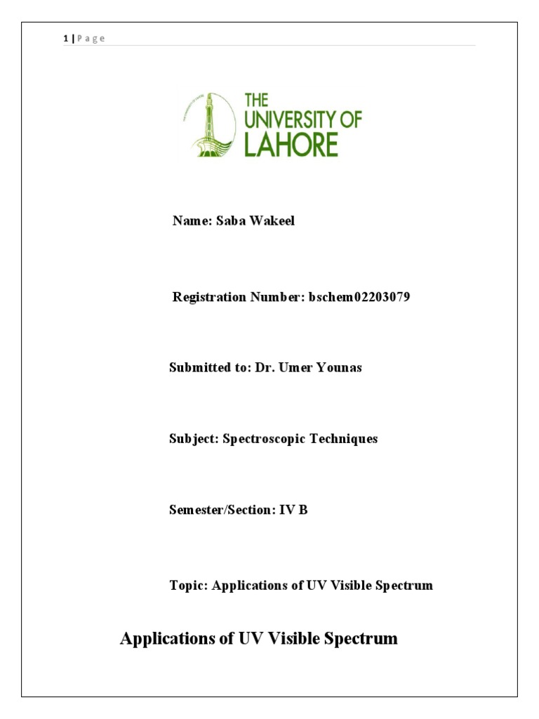 Applications of Uv Visible | PDF | Ultraviolet–Visible Spectroscopy ...
