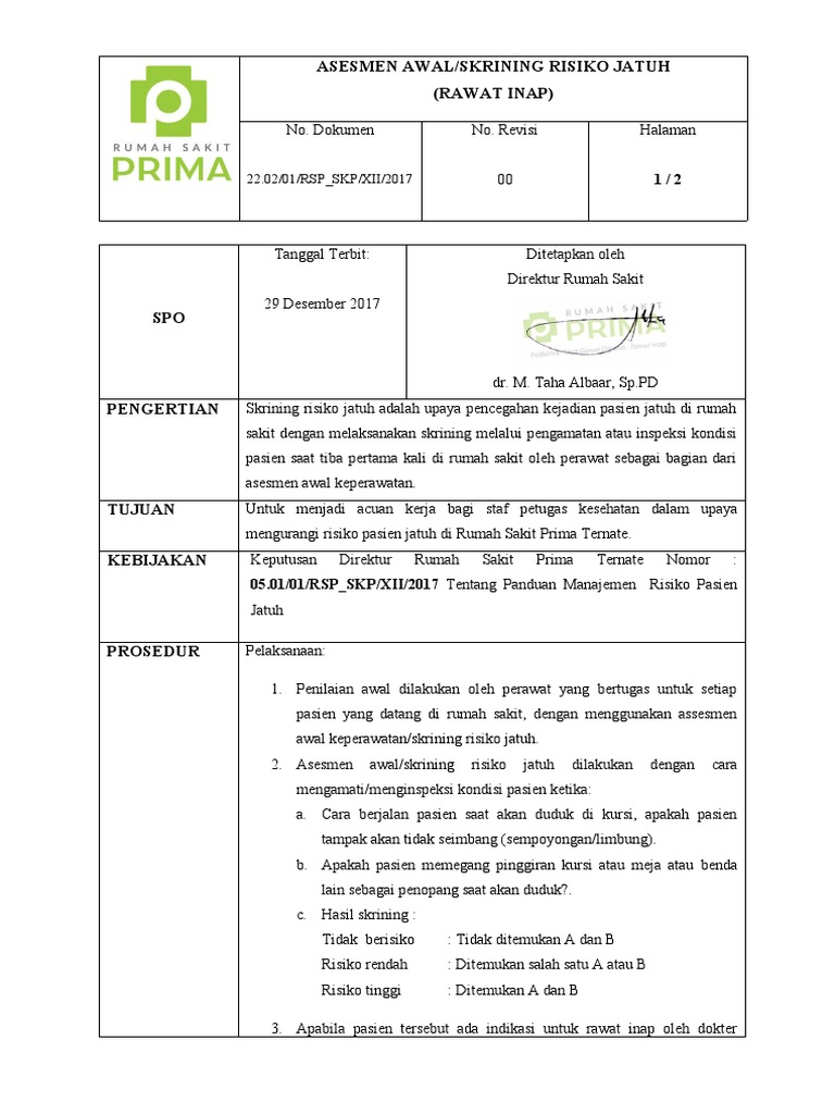 Spo Assesment Awal Ranap | PDF