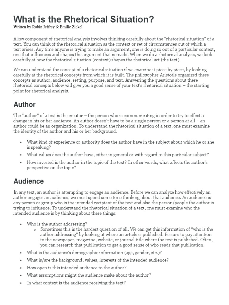 What Is The Rhetorical Situation | PDF | Rhetoric | Concept