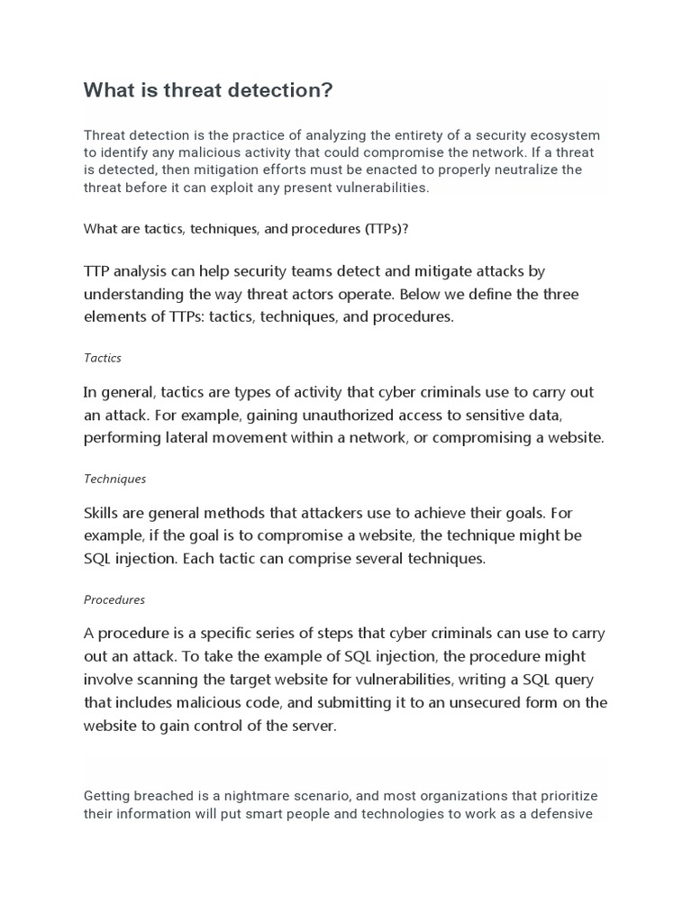 Threat Detection | PDF | Security | Computer Security