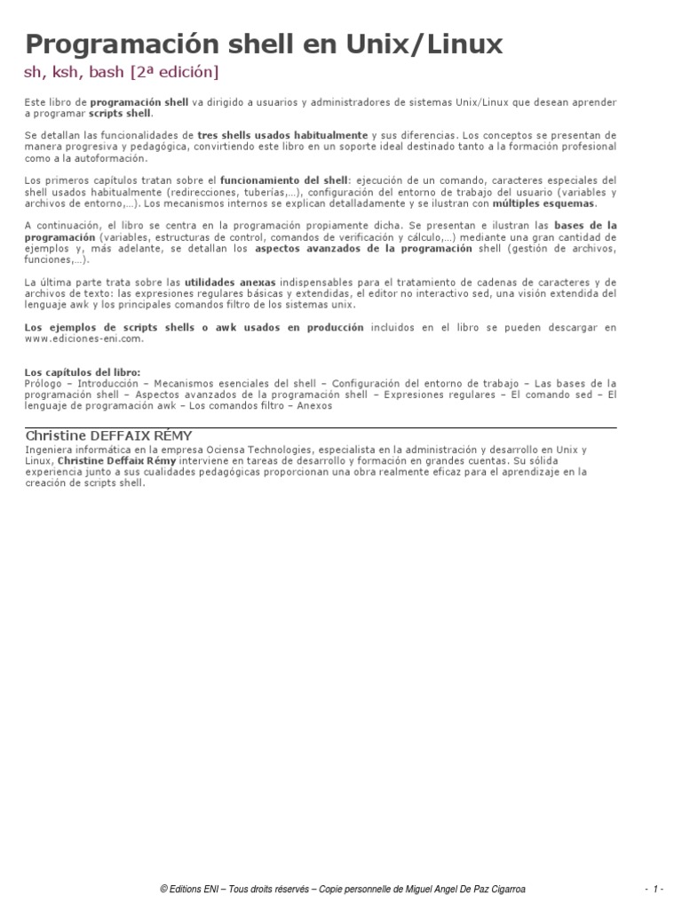 1 Programacion Shell en Unix Linux | PDF 1 Programacion Shell en Unix Linux | PDF