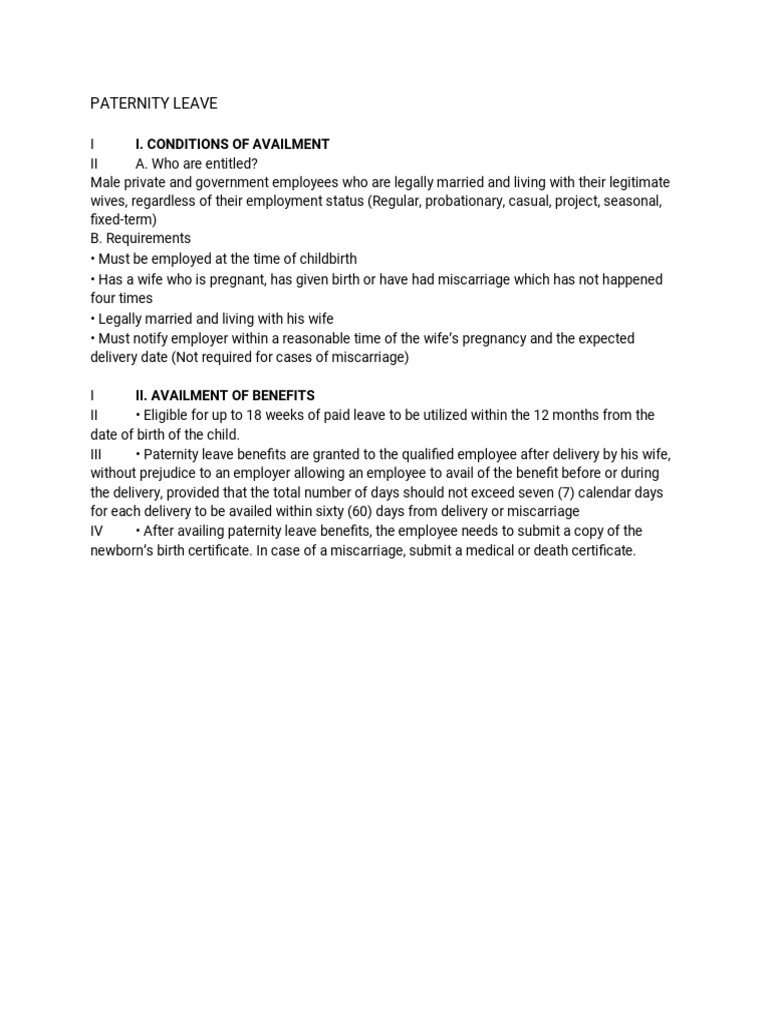 Paternity Leave | PDF | Parental Leave | Employment