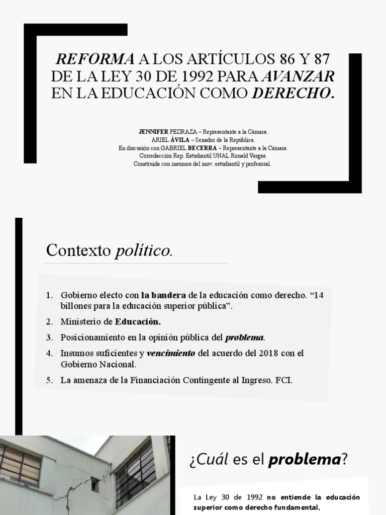 Reforma A Los Artículos 86 y 87 de La Ley 30 de 1992 para Avanzar en La ...