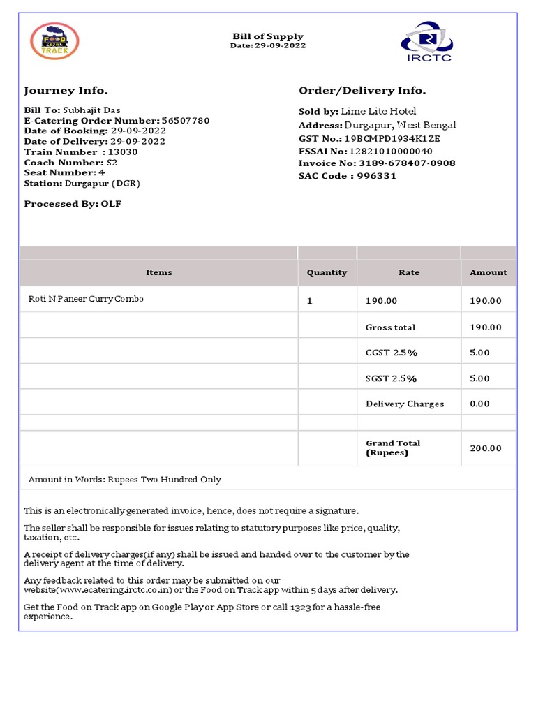 Invoice Dt. 29.09.22 | PDF