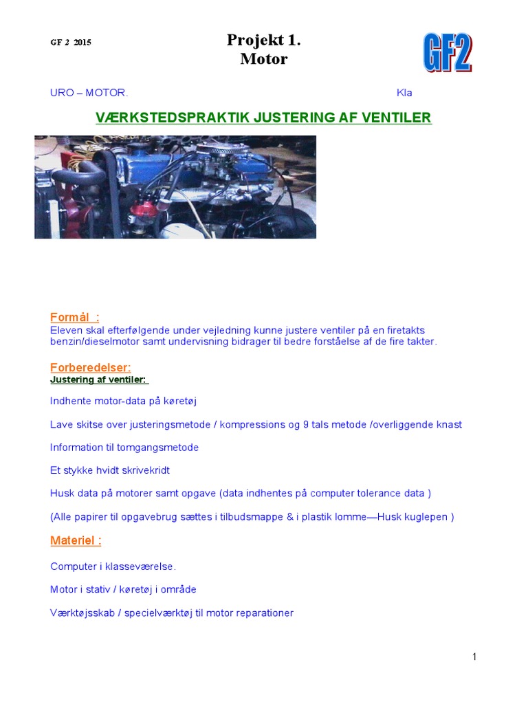 Ventil Justering Vaerk Praktik Auto | PDF