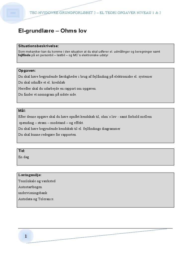 El-Grundlære - Ohm's Lov | PDF