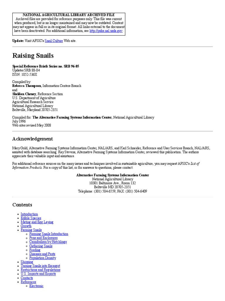 Raising Snails: Acknowledgement | PDF