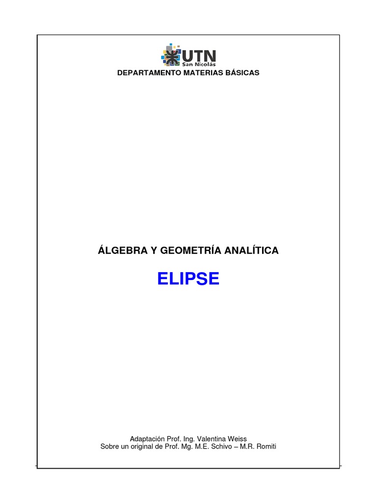 Teoría Clase 12 - Elipse | PDF | Elipse | Ecuaciones