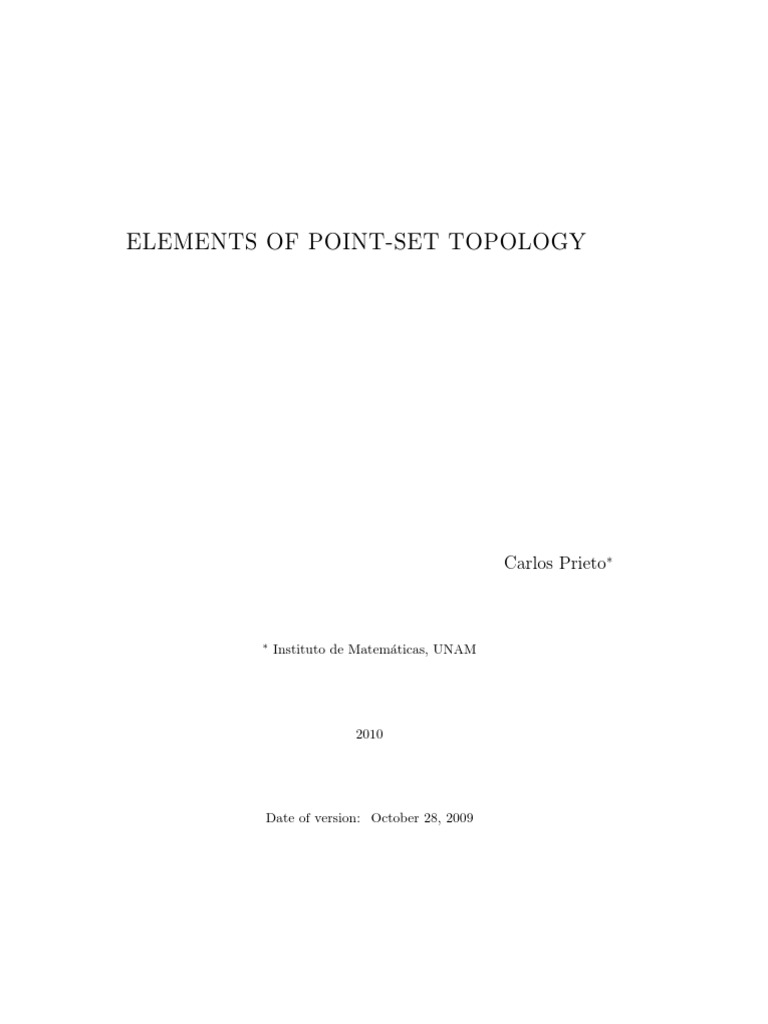 Elements of Point-Set Topology - Carlos Prieto | PDF | Topology | Metric Space