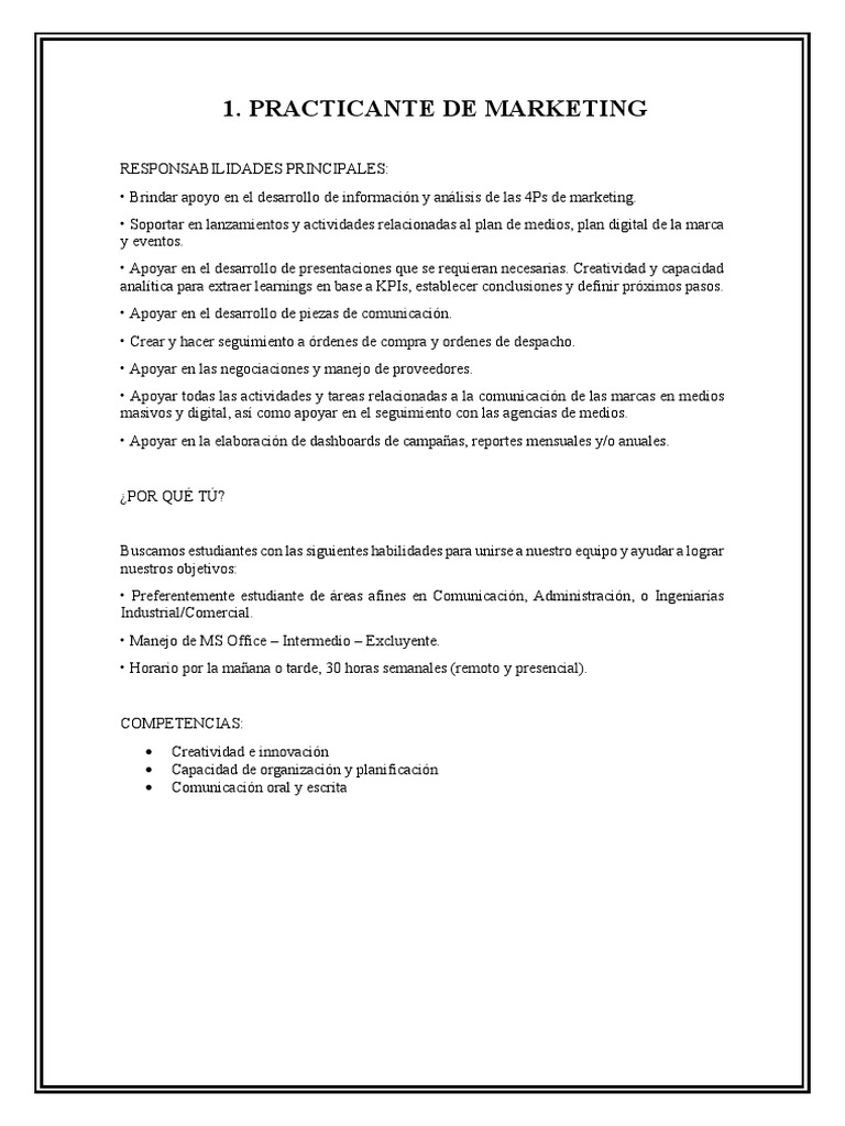 Ejemplo de Avisos de Trabajo Practicantes | PDF | Gestión de recursos ...