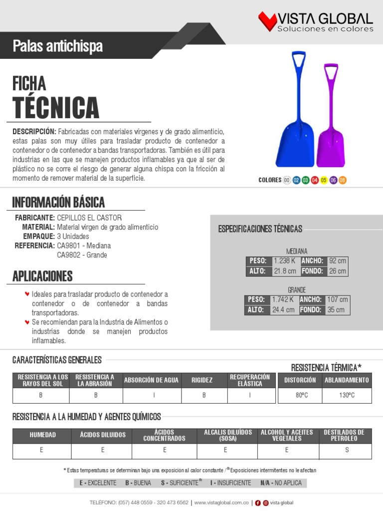 Ficha Técnica Ca9801 Pala Antichispa | PDF