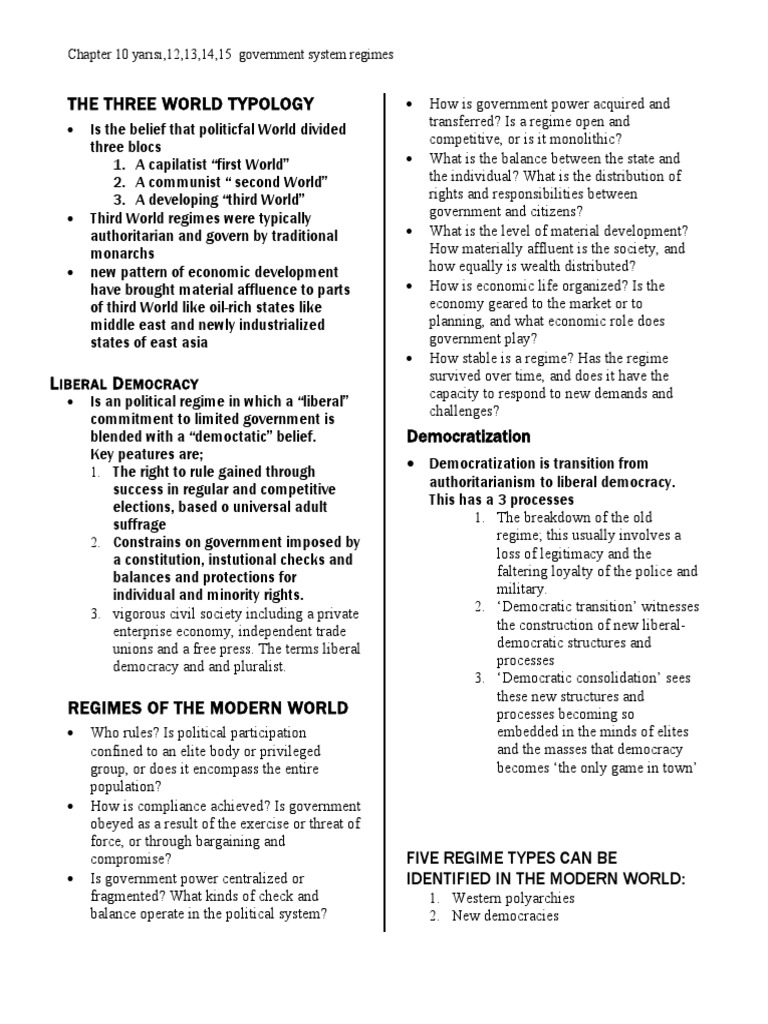 The Three World Typology | PDF | Constitution | Democracy