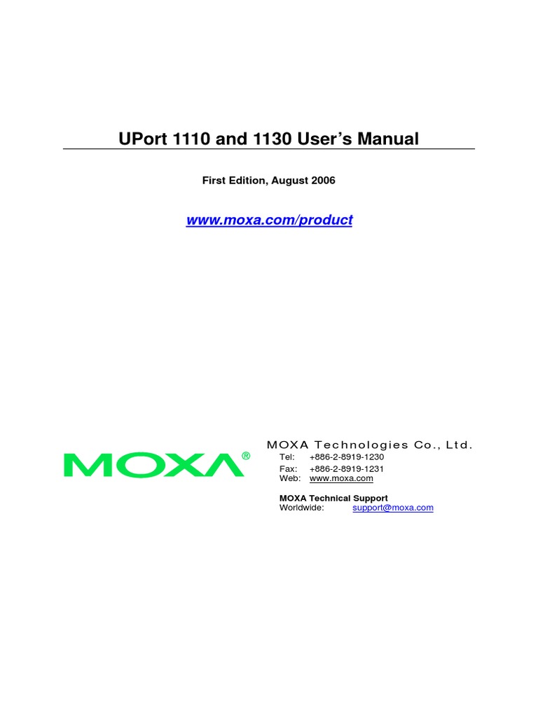 UPort 1100 Users Manual | PDF | Installation (Computer Programs ...