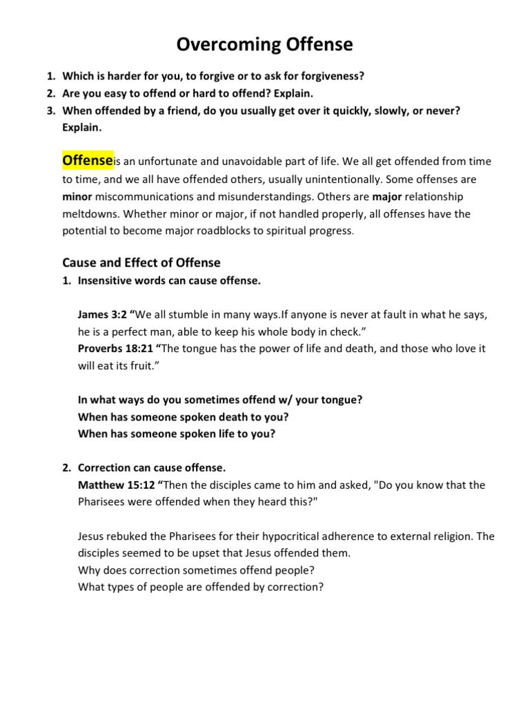 Overcoming Offense | PDF