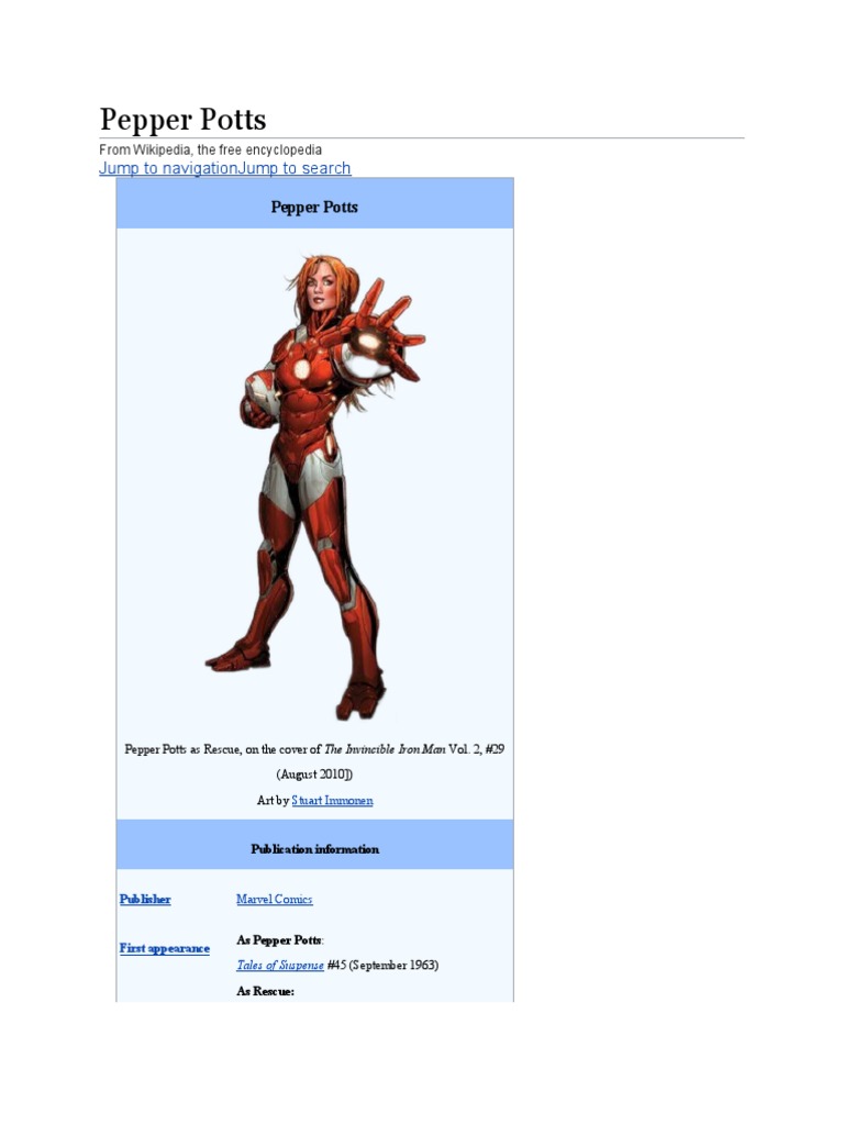 Pepper Potts | PDF | Marvel Entertainment | Marvel Comics Characters