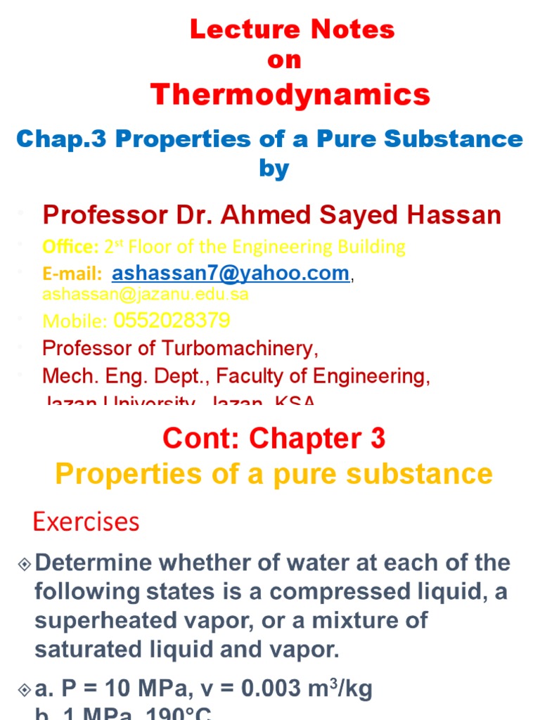 W-4, Chap.3-Properties of Pure Substances-2 | PDF | Enthalpy | Phase (Matter)