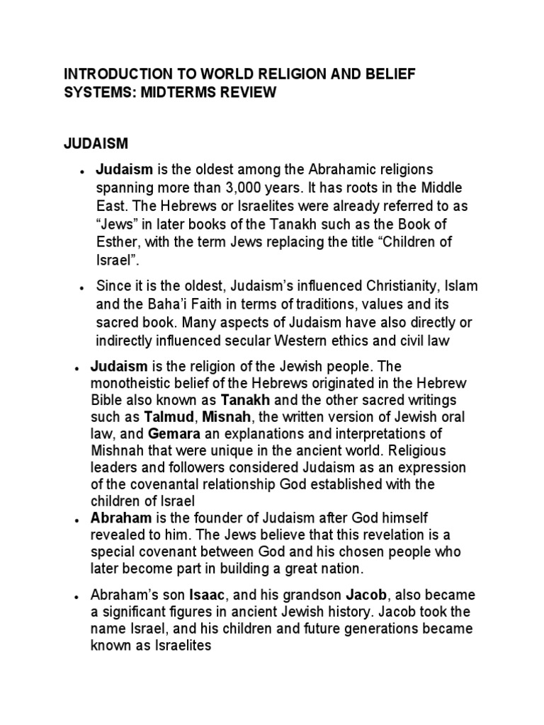 Introduction To World Religion and Belief Systems Review | PDF ...