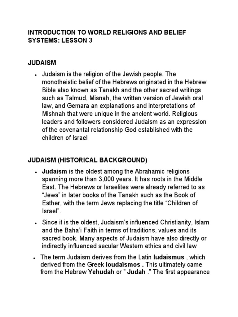 Introduction To World Religions and Belief Systems Lesson 3 | PDF ...