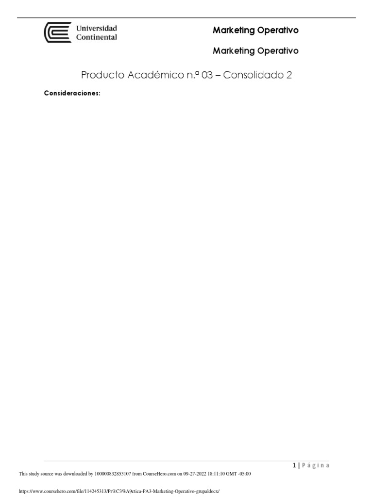 PR Ctica PA3 Marketing Operativo Grupal | PDF | Marketing | Producto (Negocio)