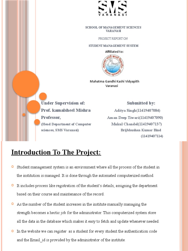 Project Presentation Report On Student Management System | PDF ...