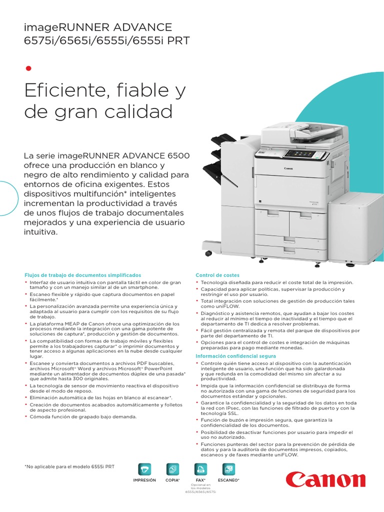 Impresora Multifuncion Canon imageRUNNER ADVANCE6555-6565-6575 | PDF ...