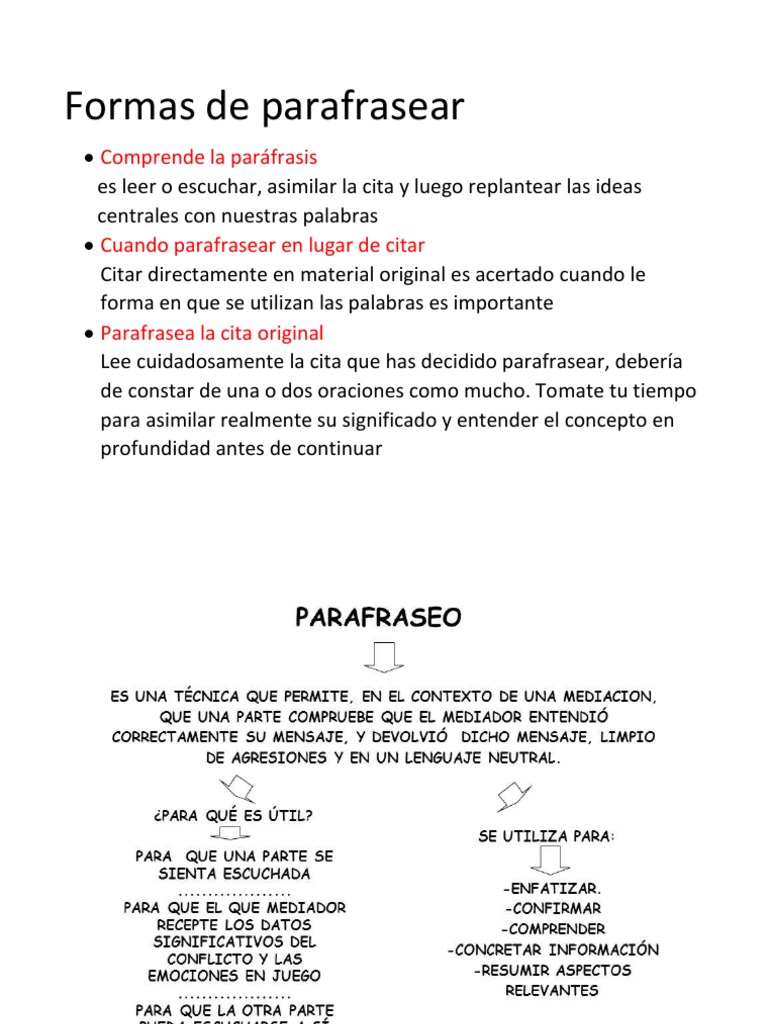 Formas de Parafrasear | PDF