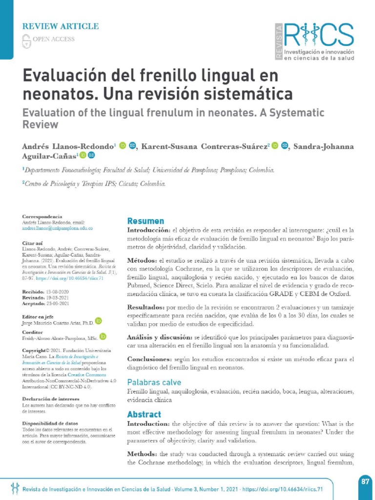 Frenillo Lingual | PDF