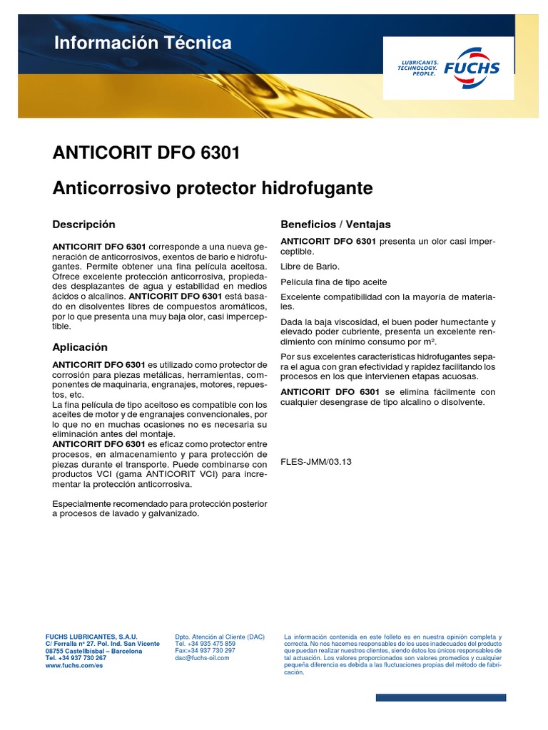 Anticorit Dfo 6301 - Pi (Es-Es) | PDF | Engranaje | Agua