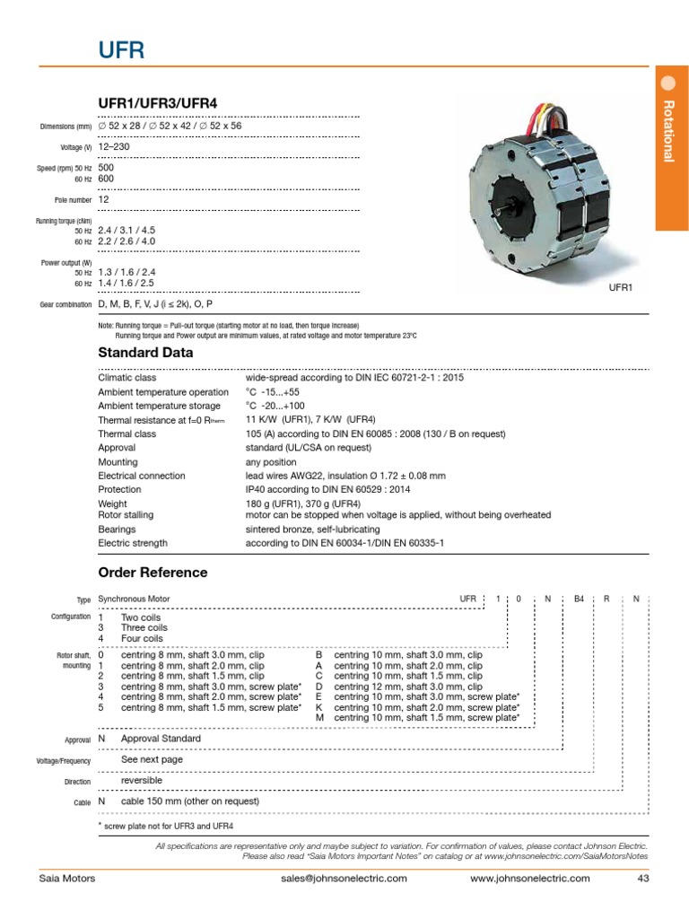 Saia Motors UFR Synchronous Motors | PDF | Electric Motor | Electric Power
